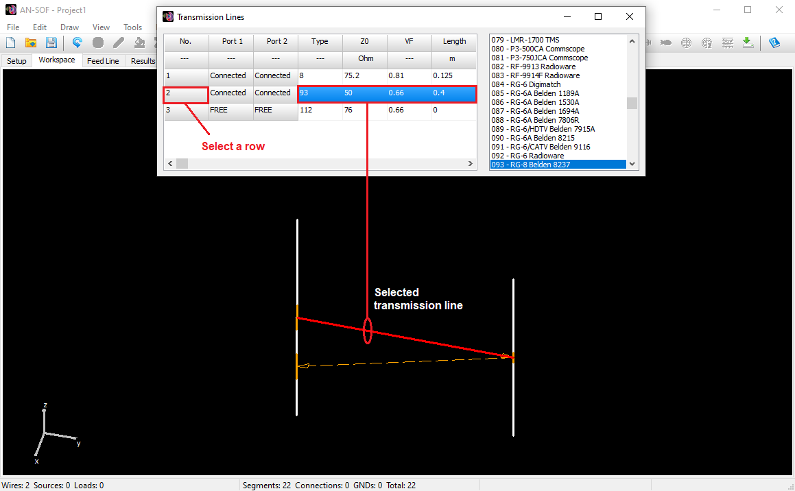Connecting Transmission Lines › AN-SOF Antenna Simulation Software