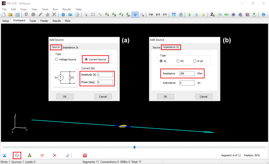 Complete Workflow: Modeling, Feeding, and Tuning a 20m Band Dipole Antenna › AN-SOF Antenna ...